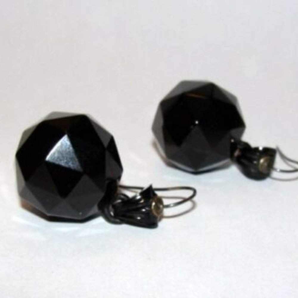 Victorian Gutta Percha Steel Pyramid Dangle Ball Drop… - Gem